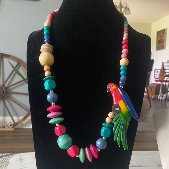 Bird | Colorful Parrot Wood Beaded Necklace | Poshmark